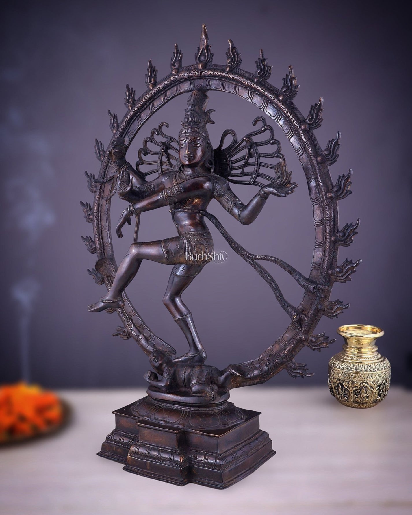 Buy Brass Superfine Nataraja Statue 25" Vintage bronze tone - Budhshiv.com