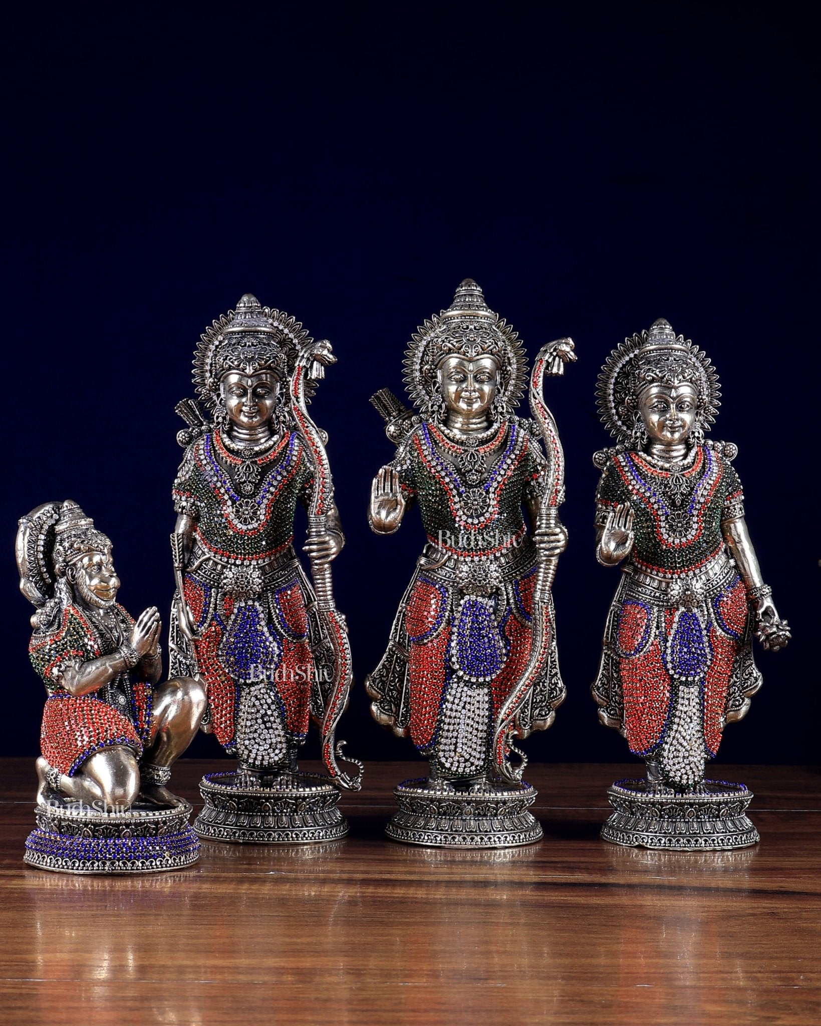 Budhshiv.com Brass Superfine Ram darbar idol set 10 inch jewellery work