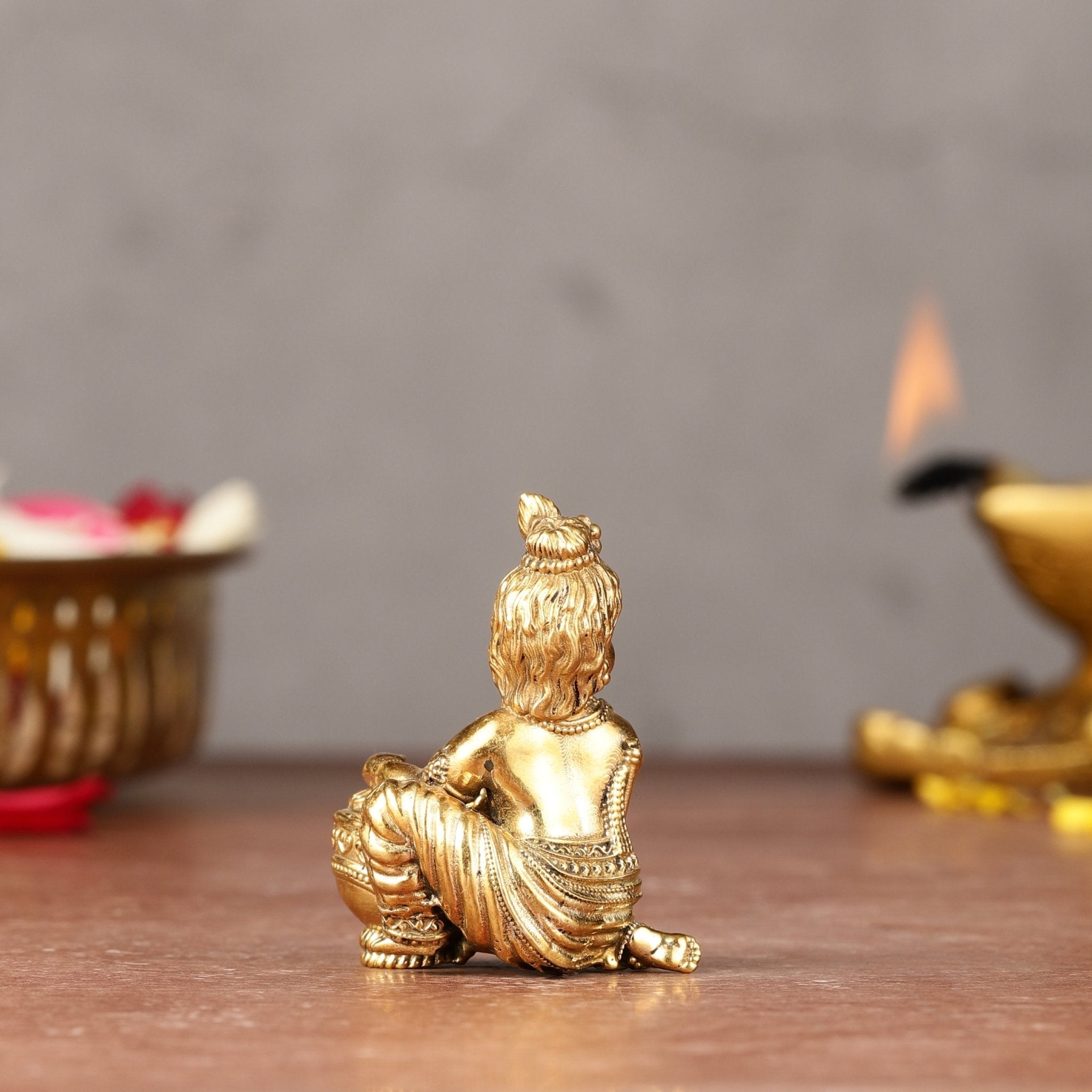 Buy Brass Superfine Brass makhanchor mini idol | 2" - Budhshiv.com