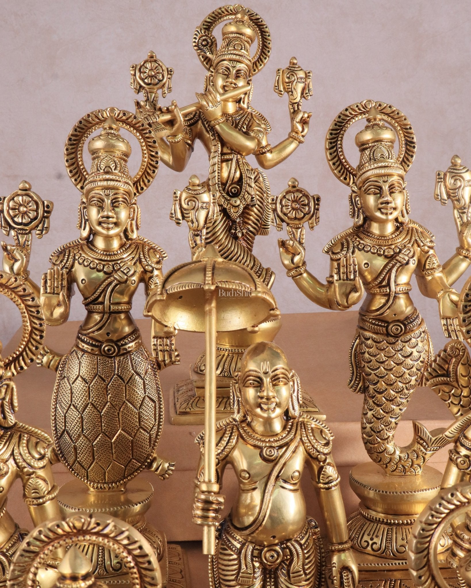 Buy Brass Superfine Vishnu Dashavatar Set - 12 Inch Height - Budhshiv.com