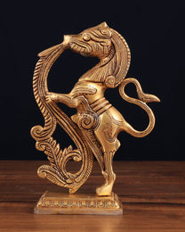 Buy Brass Yali Table Temple Décor Showpiece – 8.5 Inch - Budhshiv.com