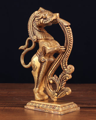 Buy Brass Yali Table Temple Décor Showpiece – 8.5 Inch - Budhshiv.com