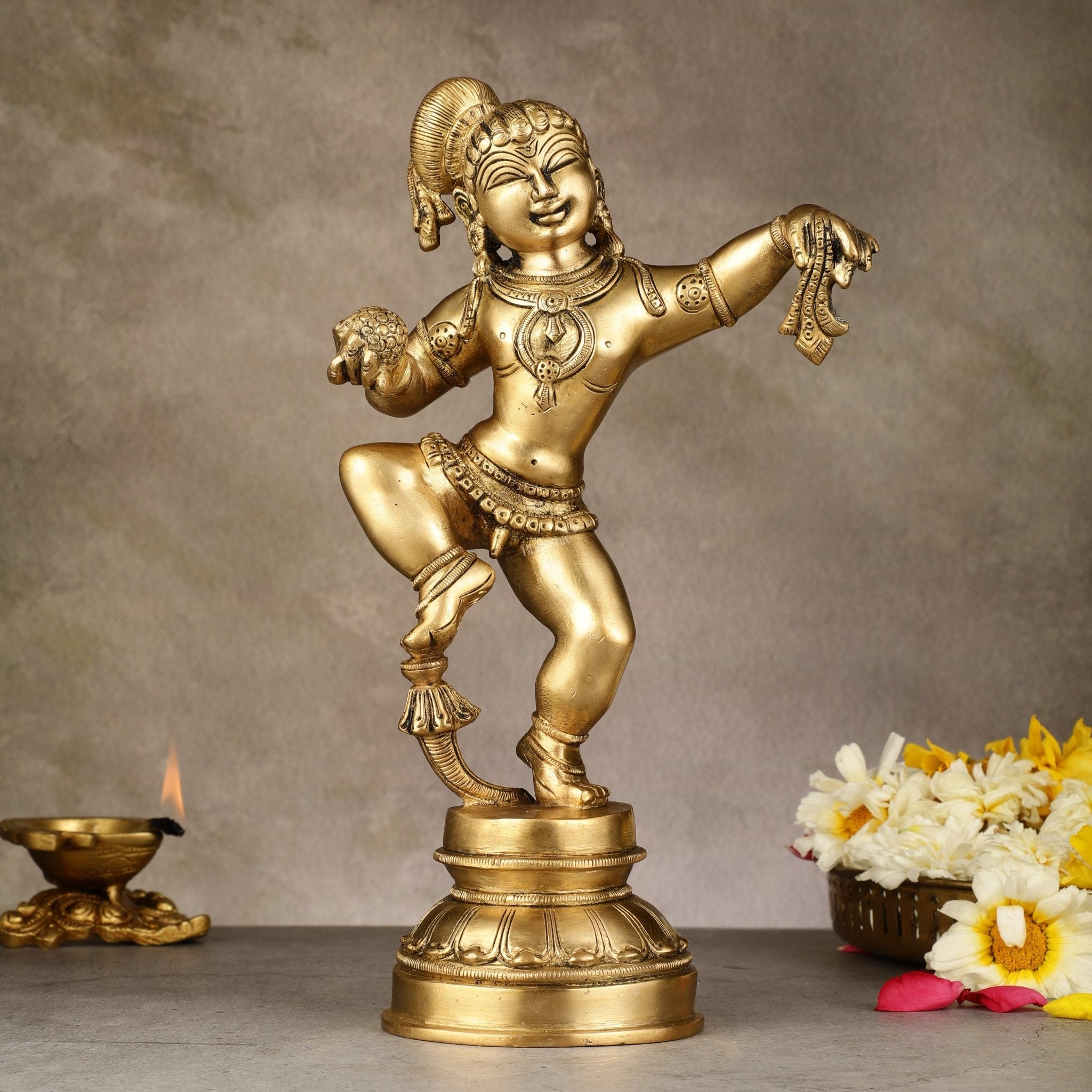 Buy Charming 12-Inch Brass Dancing Baby Krishna Idol - Budhshiv.com