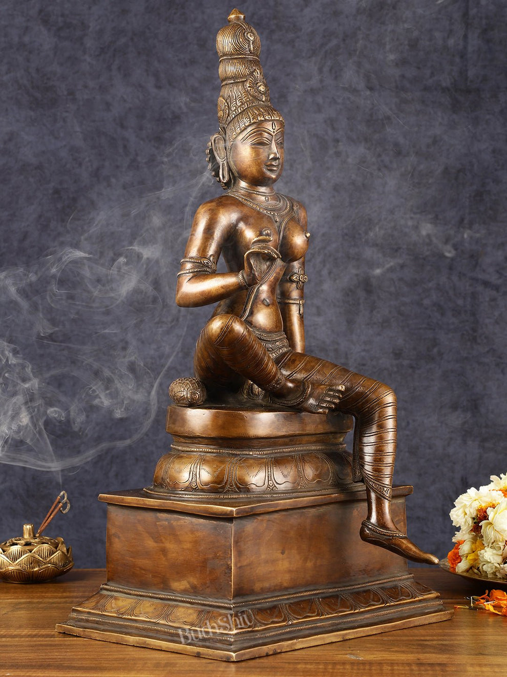 Chola Style Bhoga Shakti Brass Seated Parvati Uma Devi Sculpture | Hei ...