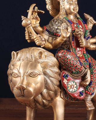 Buy Elegant Brass Durga Mata sherawali ma Statue 12 Inch | durga ma ...
