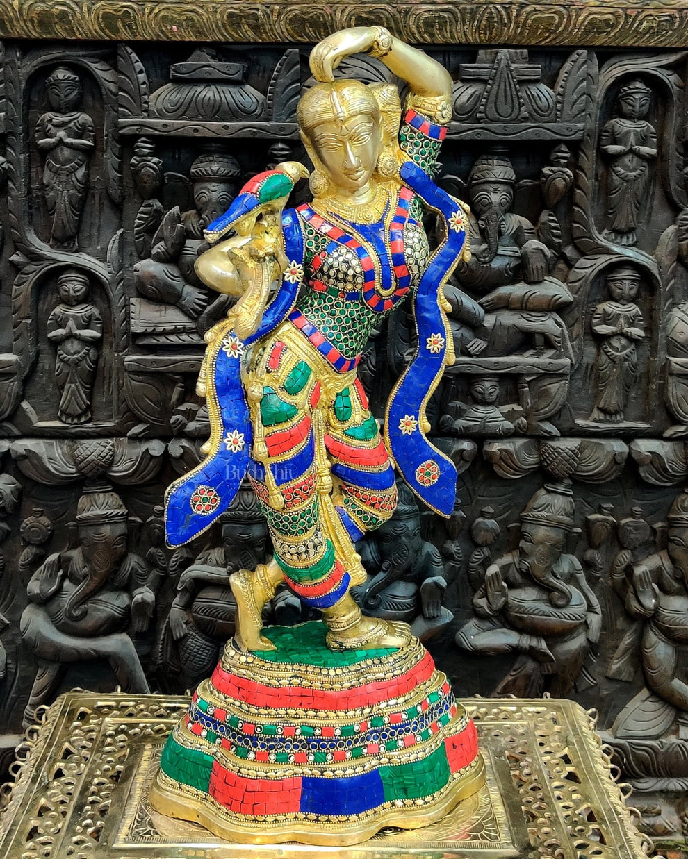 Buy Exquisite Brass Dancing Lady with Parrot Applying Sindoor - 24 Inch ...