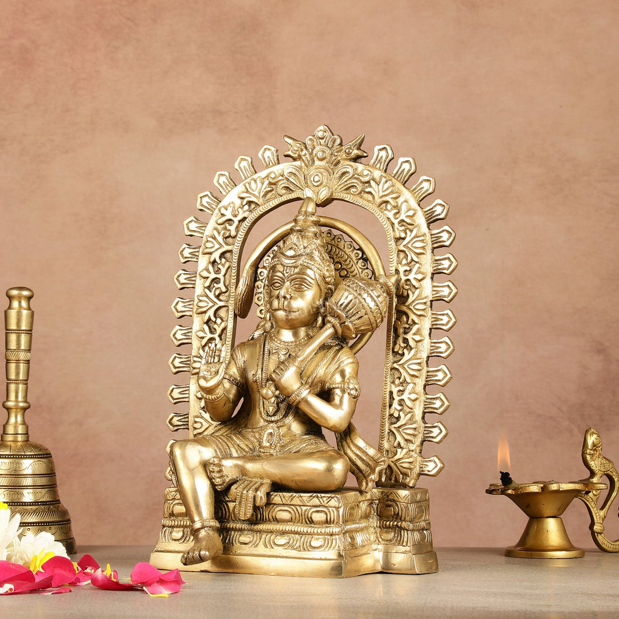 Exquisite Pure Brass Superfine Lord Hanuman idol with Temple Frame - 1 ...