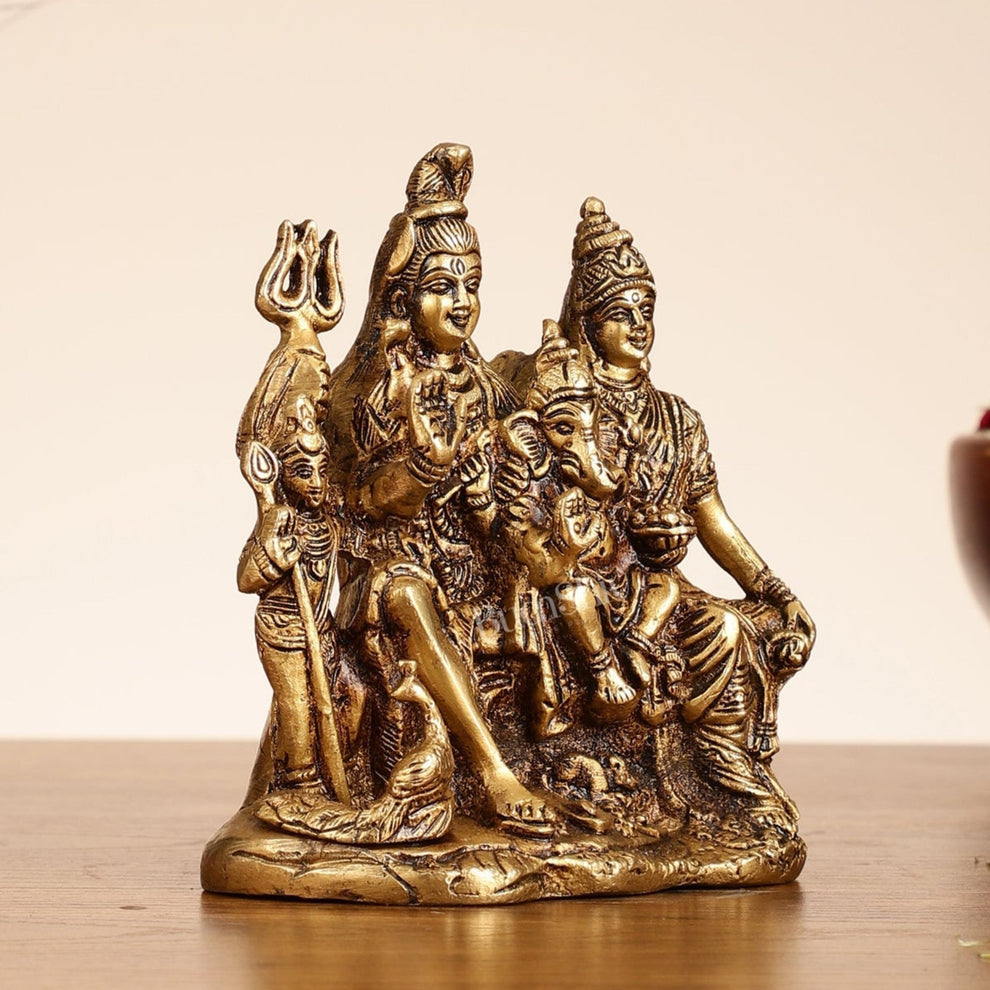 Buy Handcrafted Brass Lord Shiva Parivaar Idol 6" - Budhshiv.com