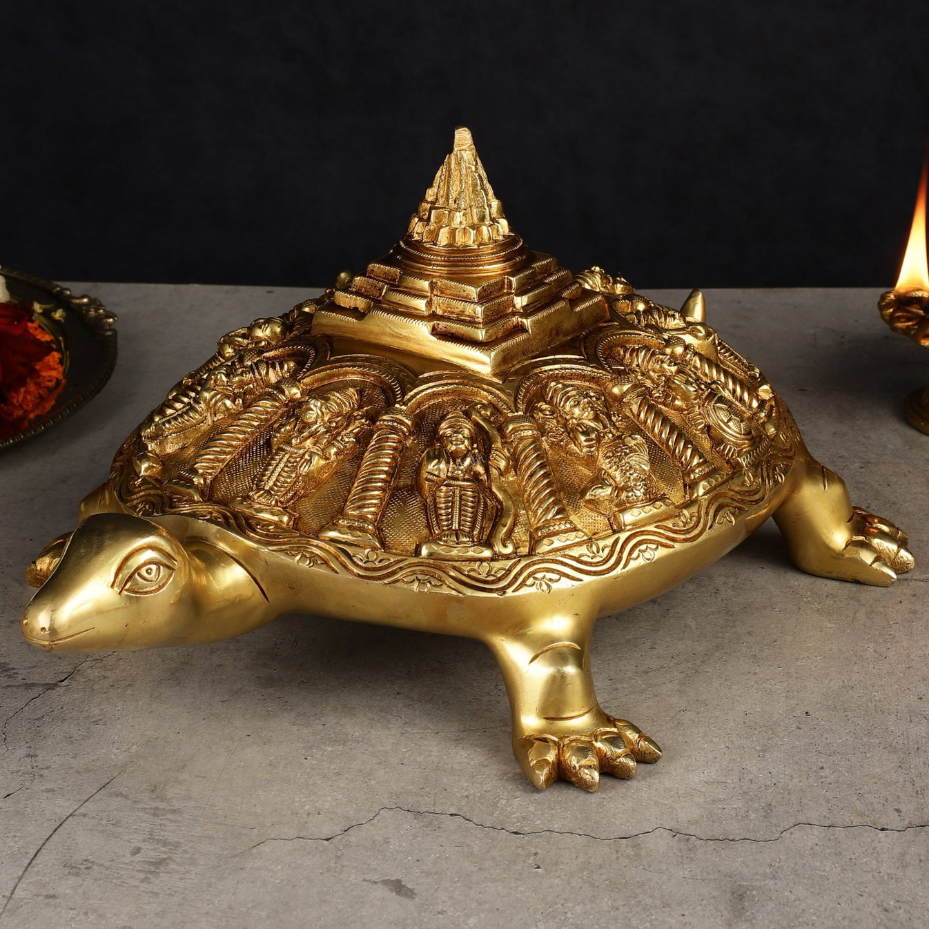 Buy Handcrafted Brass Vishnu Dashavatar Statue with Shree Yantra on ...