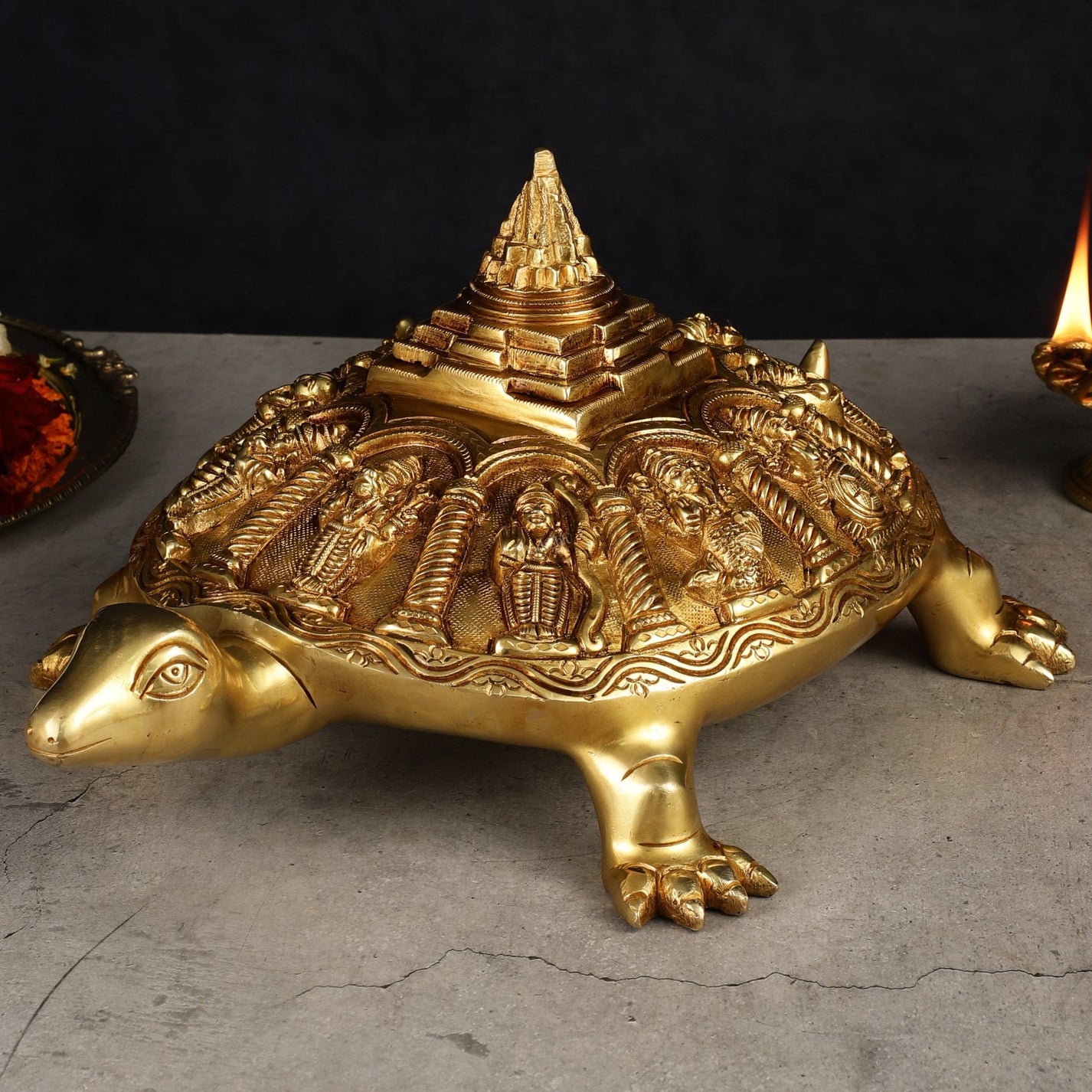 Buy Handcrafted Brass Vishnu Dashavatar Statue with Shree Yantra on ...