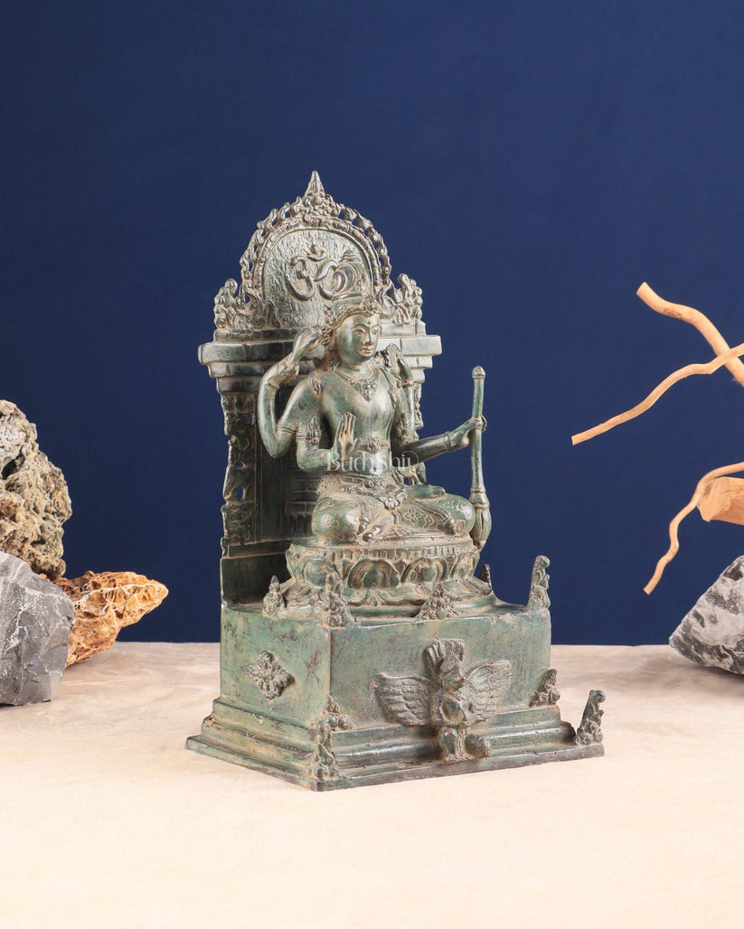 Buy Indonesian Bronze Lord Vishnu Seated on a Throne with Garuda ...