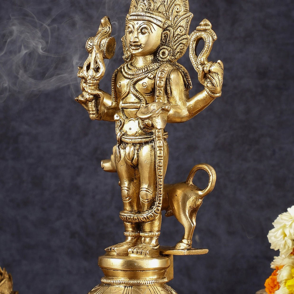 Brass Superfine Kaal Bhairav Bhairo Baba Idol with Dog - 12" – Budhshiv.com