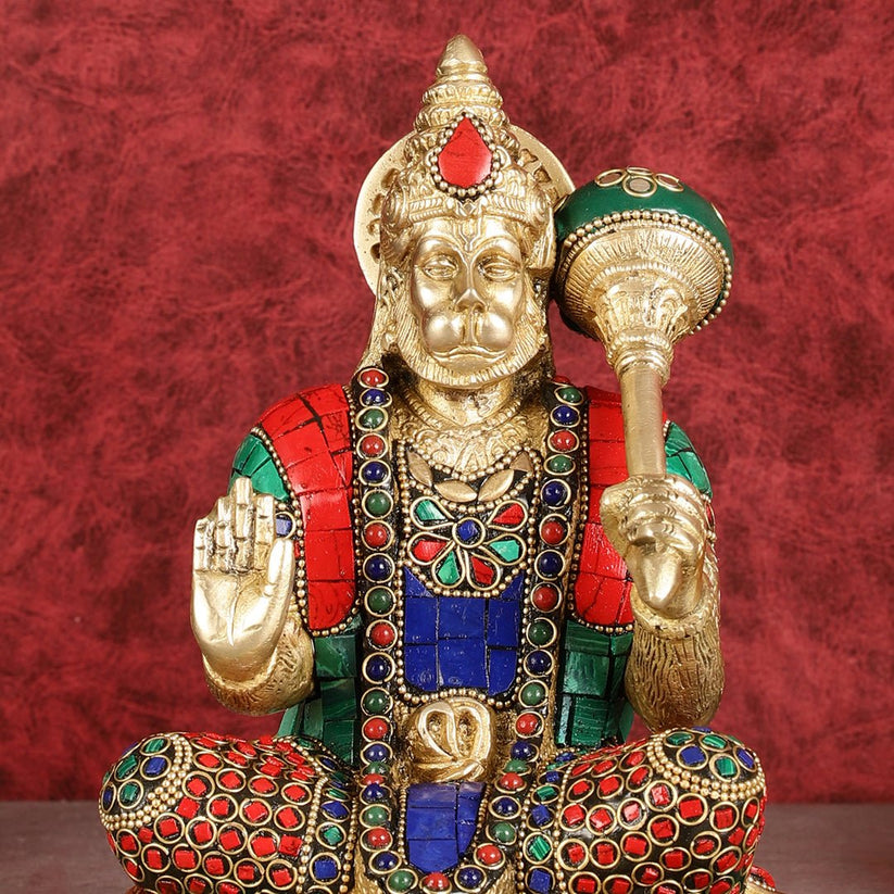 Pure Brass Blessing Lord Hanuman Idol blessing hand 7 inch – Budhshiv.com