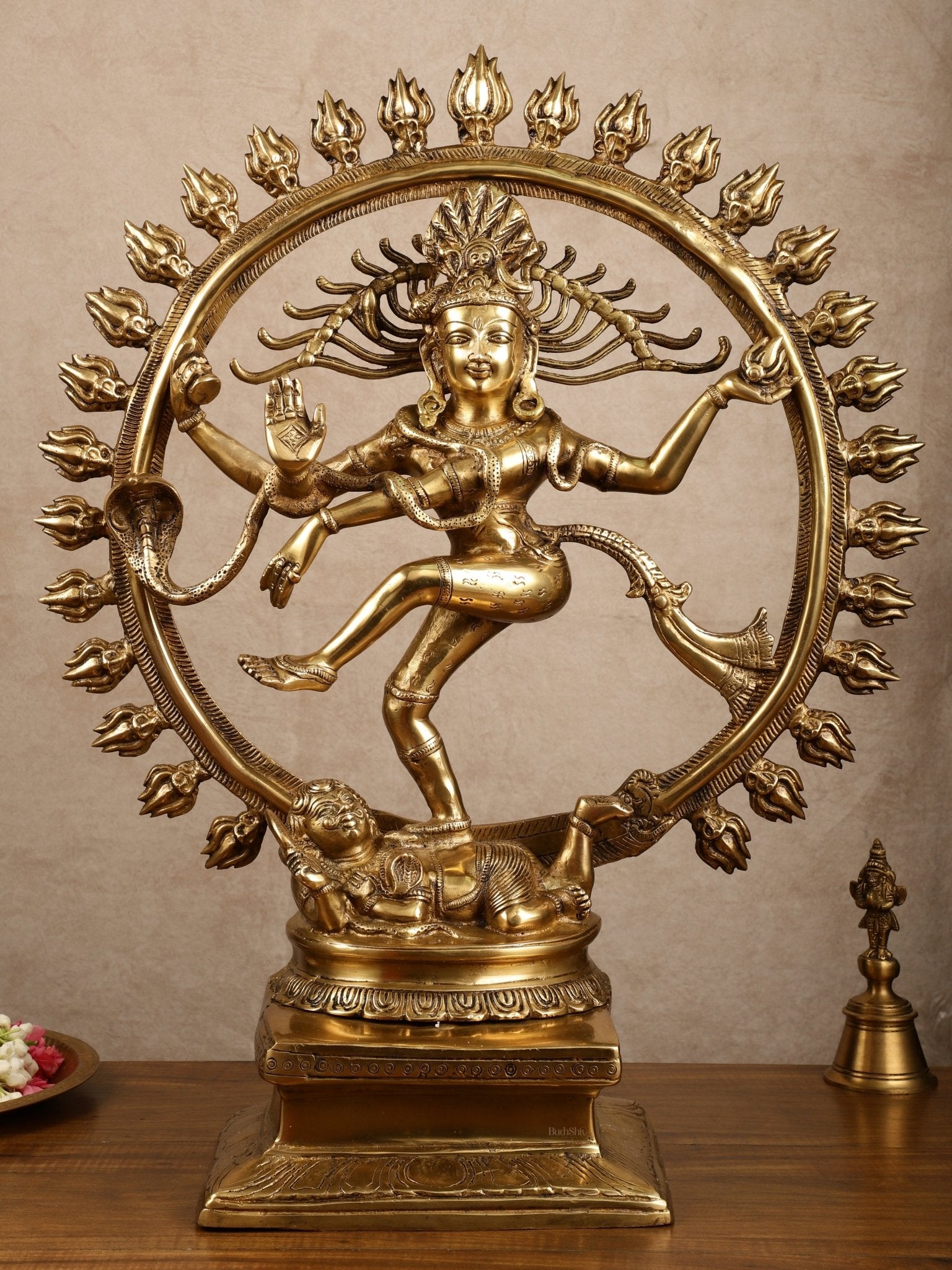 Pure Brass Dancing Shiva Smiling Nataraja Sculpture | 25" | – Budhshiv.com