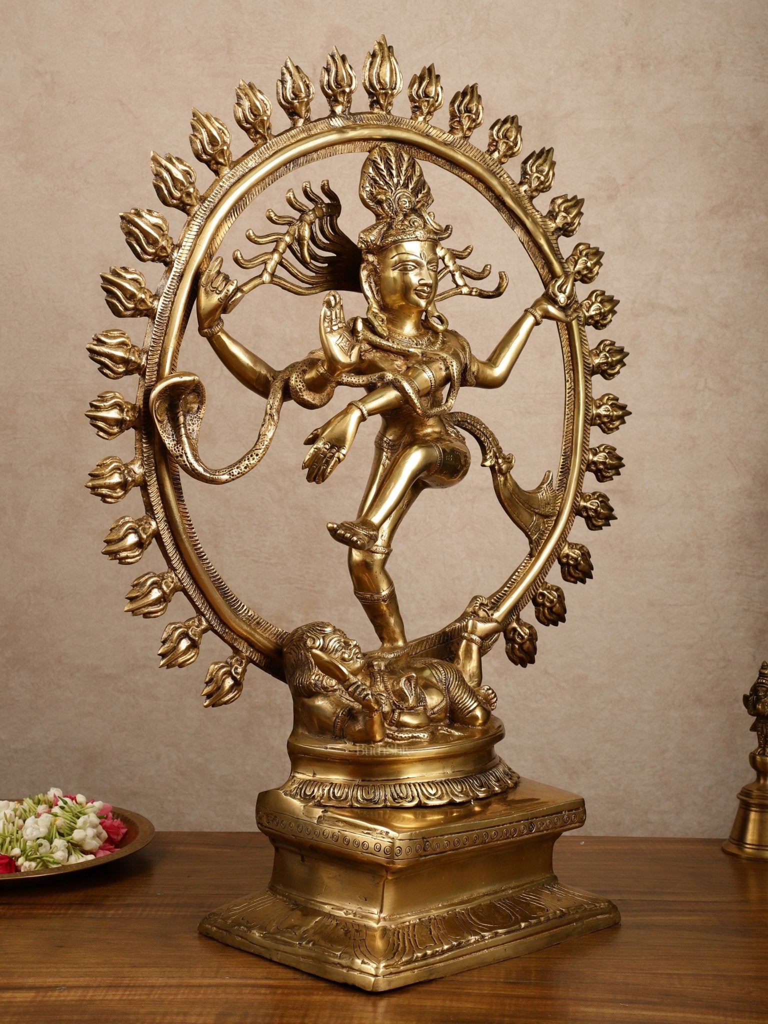 Pure Brass Dancing Shiva Smiling Nataraja Sculpture | 25" | – Budhshiv.com