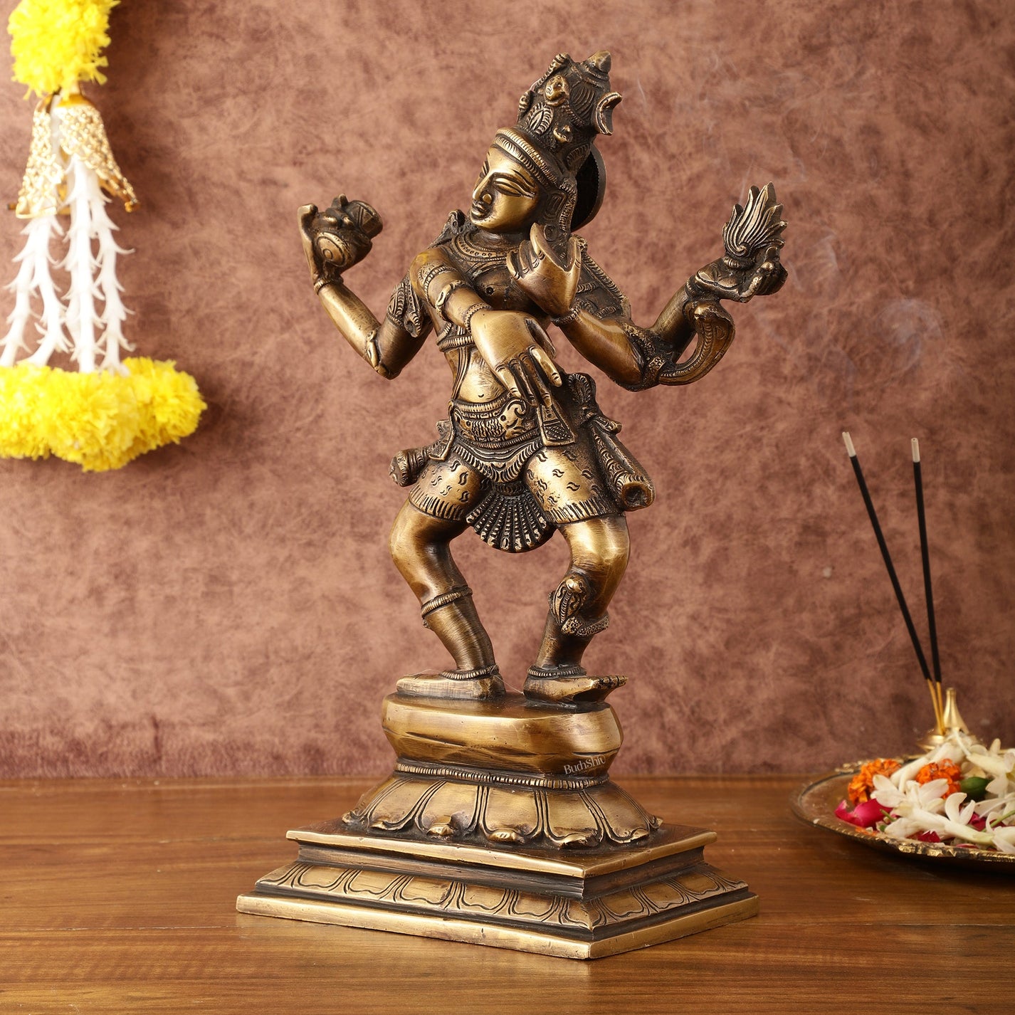 Pure Brass Dancing Shiva with Four Arms Statue - 14" – Budhshiv.com