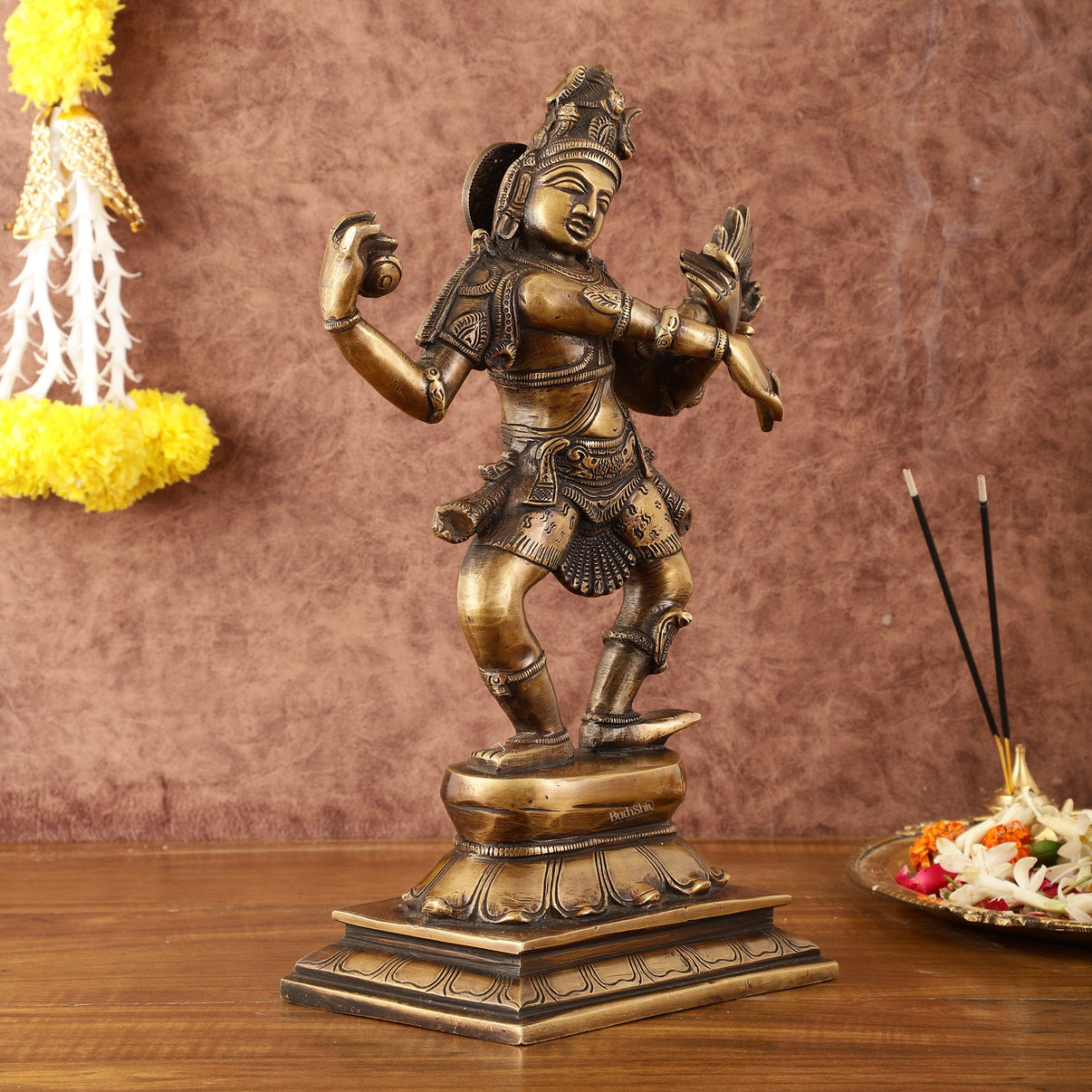 Pure Brass Dancing Shiva with Four Arms Statue - 14" – Budhshiv.com