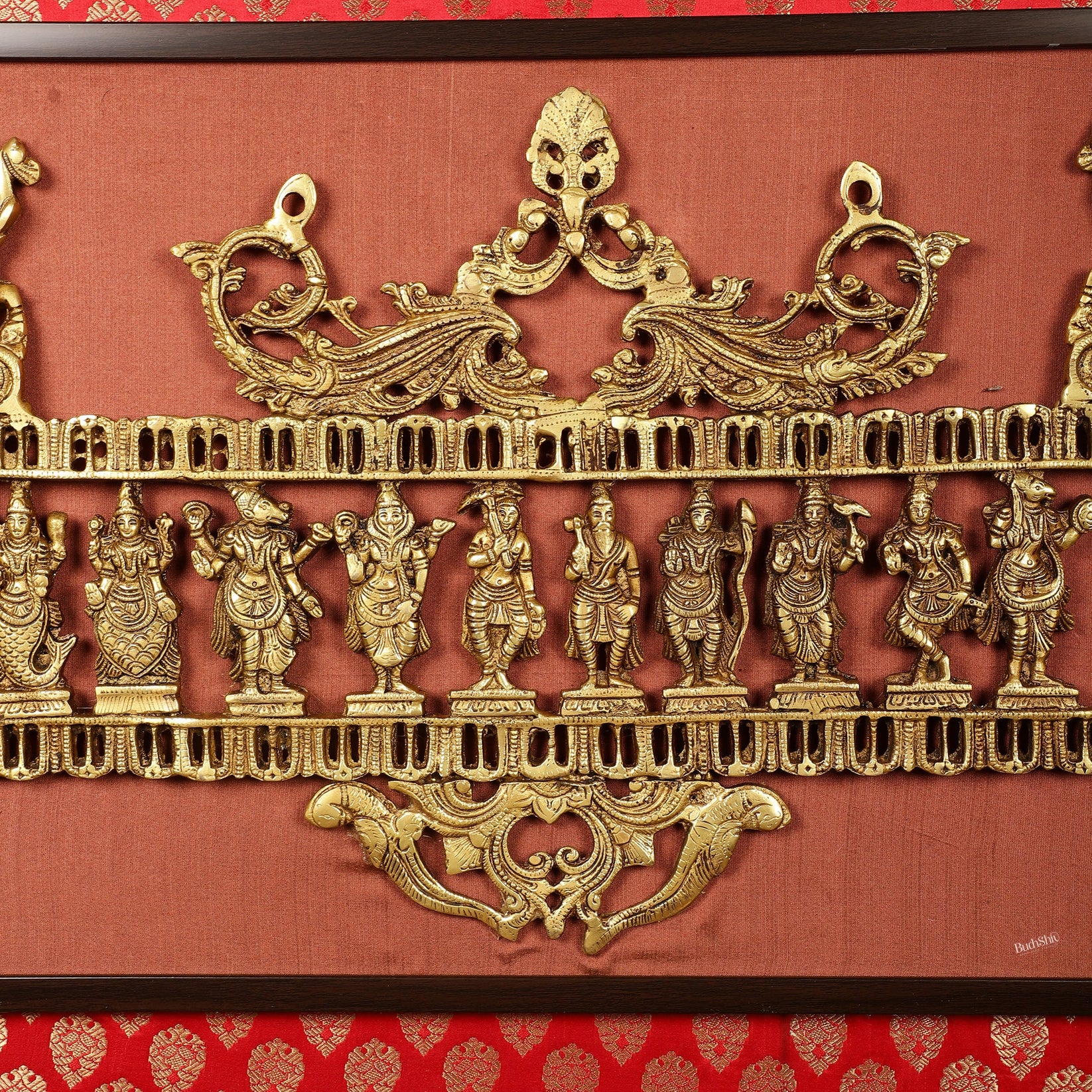 Pure Brass Dashavatar Wall Hanging on Wooden Frame 21.5 Inch – Budhshiv.com