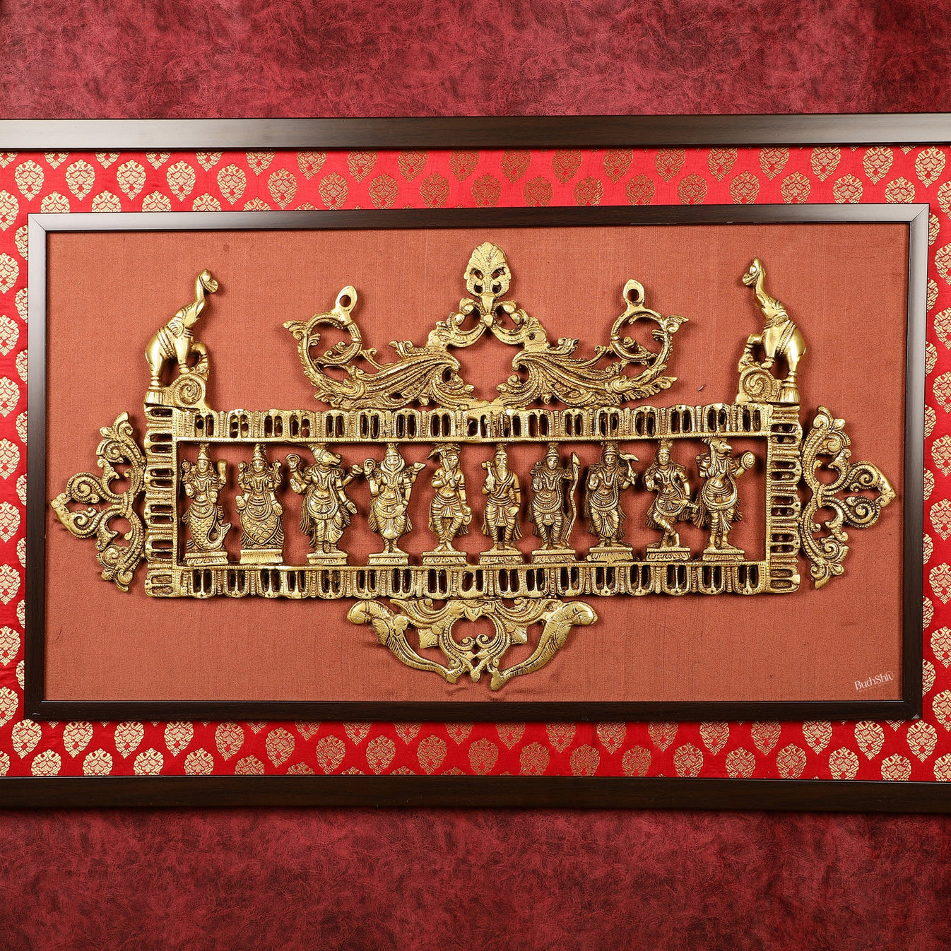 Pure Brass Dashavatar Wall Hanging on Wooden Frame 21.5 Inch – Budhshiv.com
