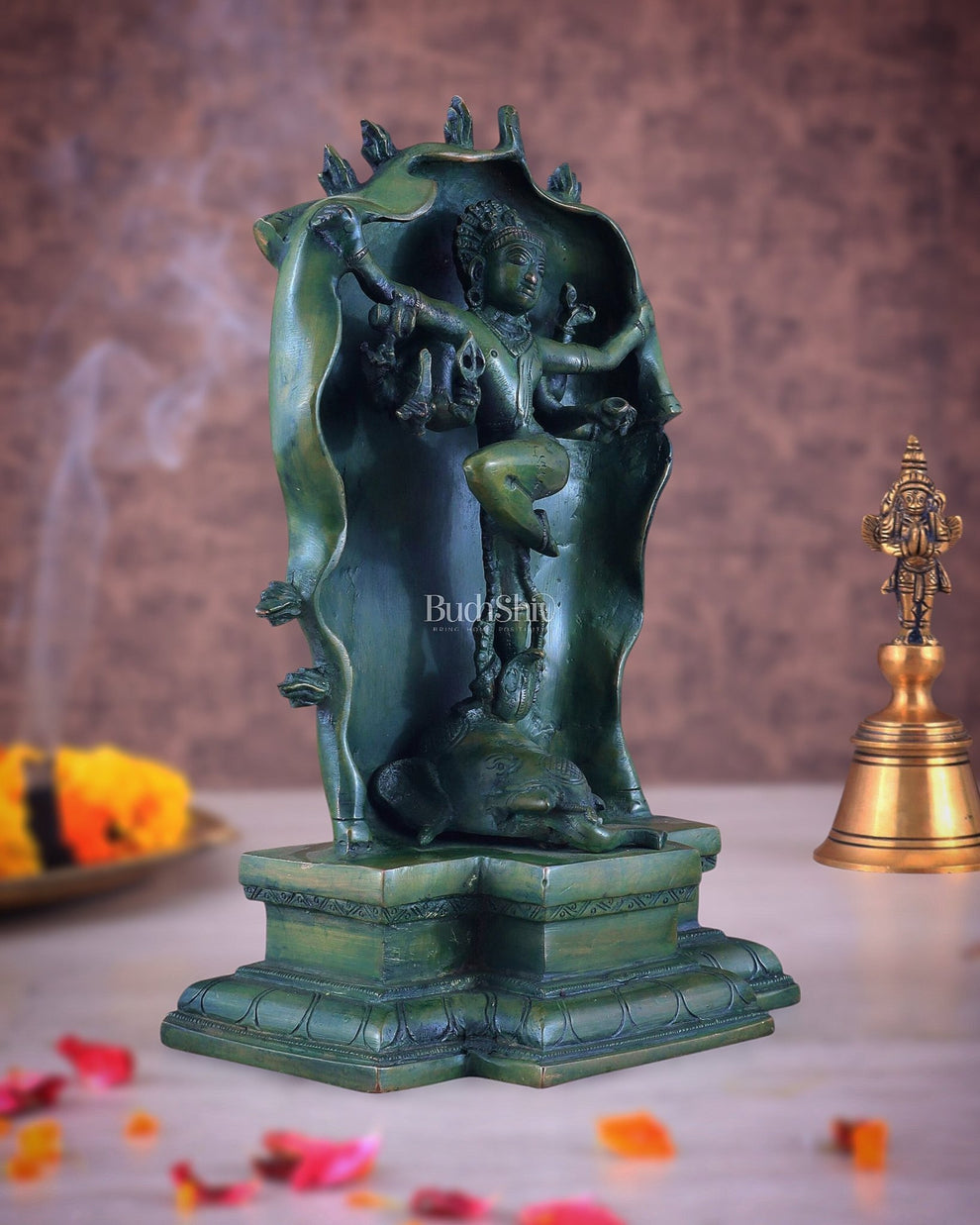 Buy Pure Brass Gajasurasamhara Shiva Idol dancing shiva Green Finish ...