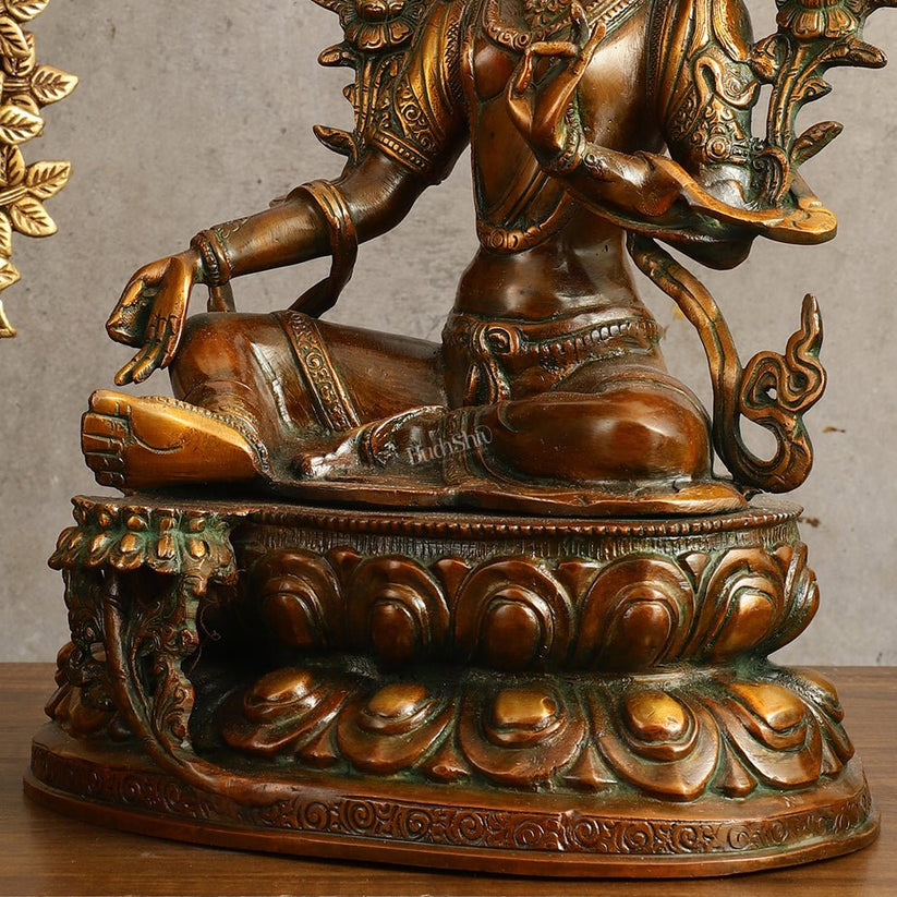 Buy Pure Brass Green Tara Devi Statue - Nepali Orange Finish, 13 ...
