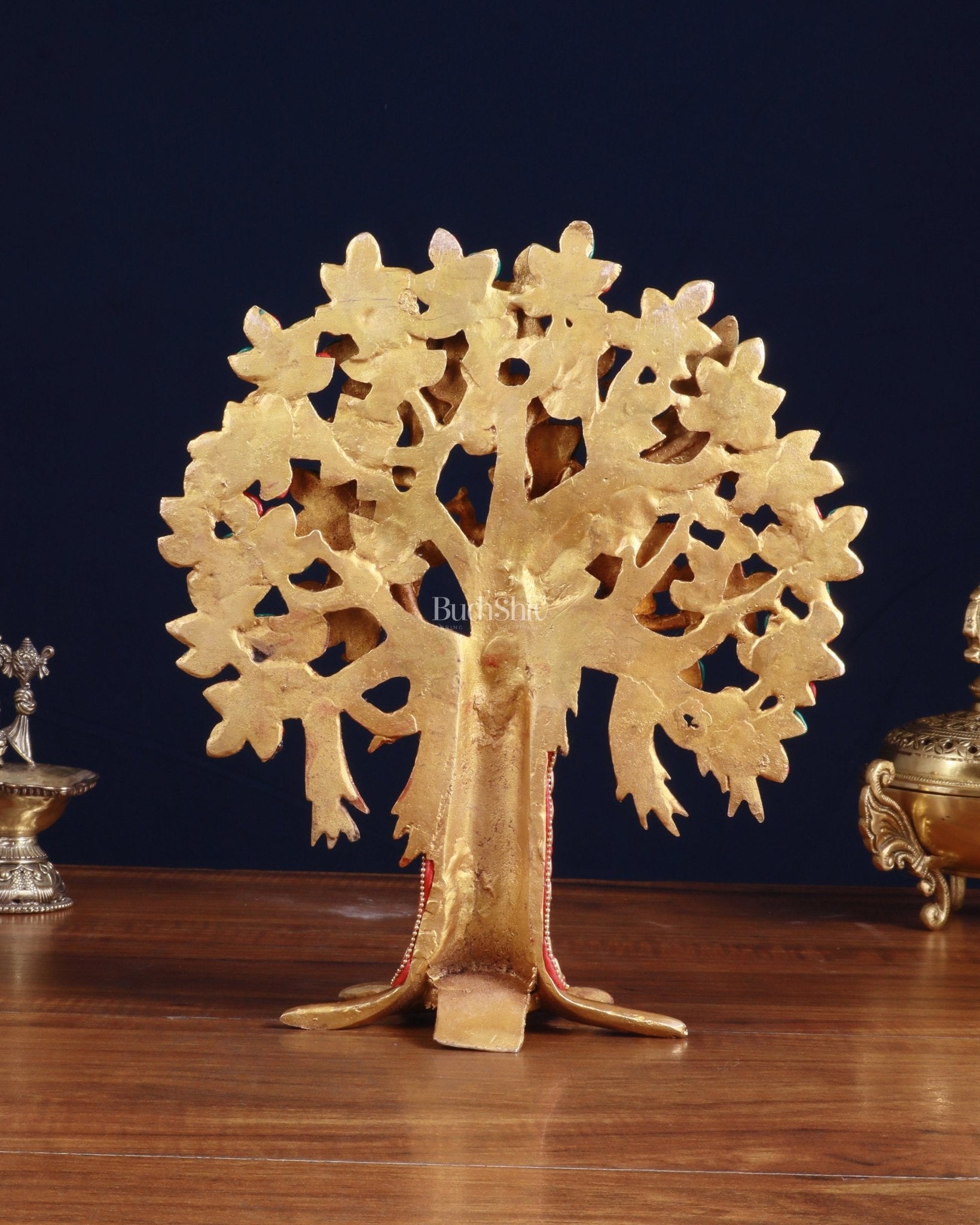 Handcrafted Kalpavriksha Tree Table Decor with Stone Work – Budhshiv.com