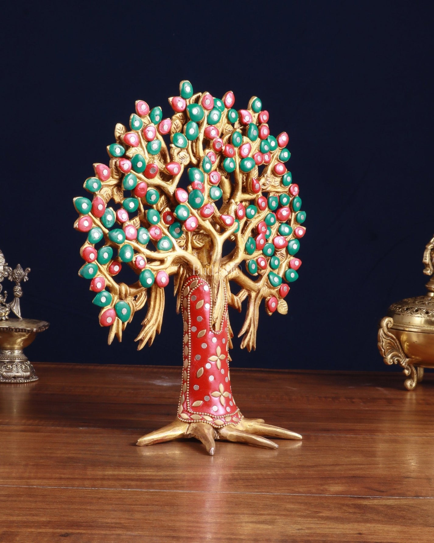 Handcrafted Kalpavriksha Tree Table Decor with Stone Work – Budhshiv.com