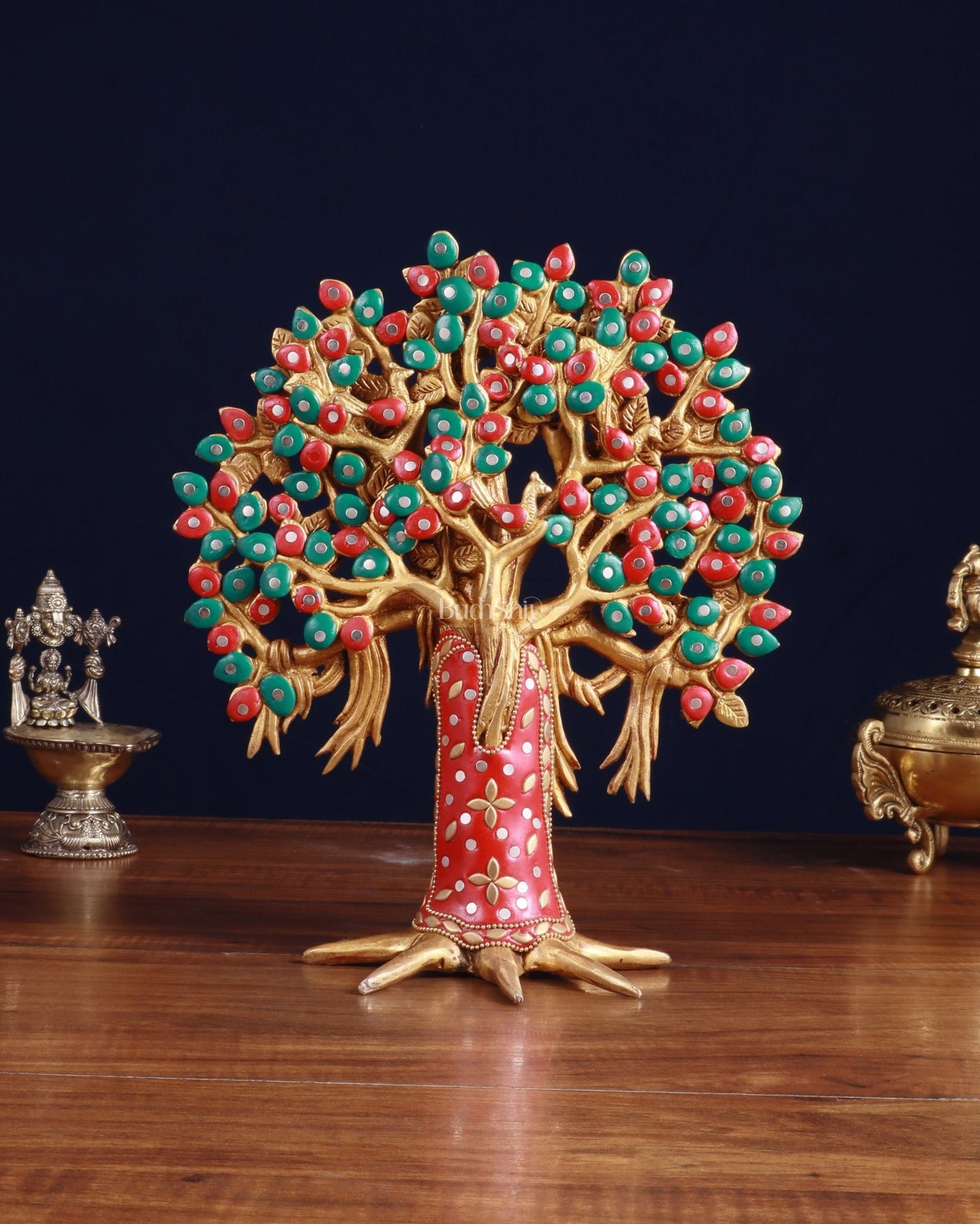 Handcrafted Kalpavriksha Tree Table Decor with Stone Work – Budhshiv.com