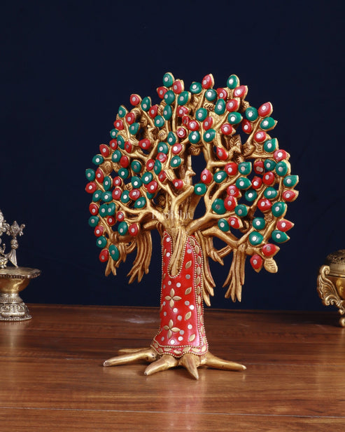 Handcrafted Kalpavriksha Tree Table Decor with Stone Work – Budhshiv.com