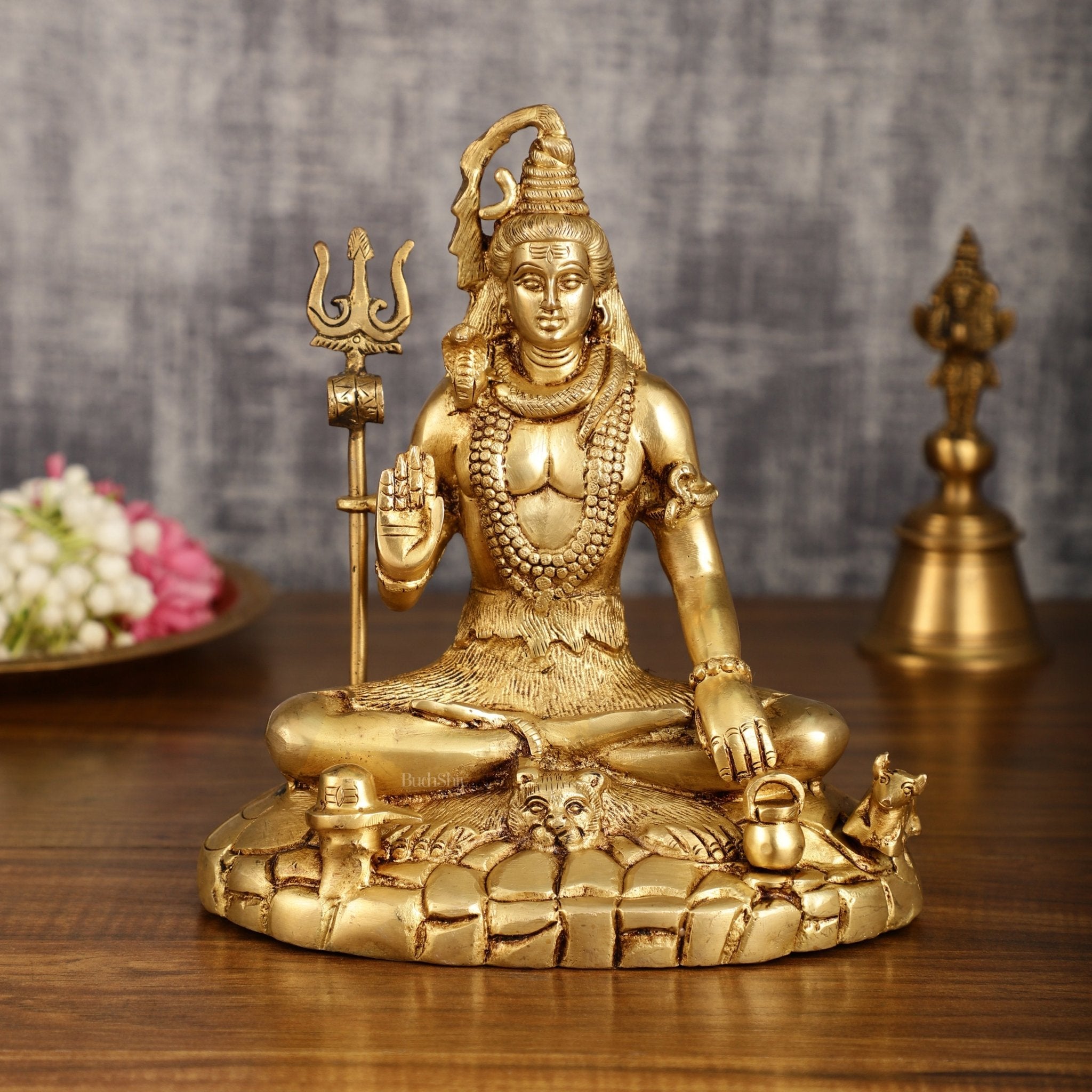 Buy Pure Brass Highly Detailed Lord Shiva Statue | 9 Inch - Budhshiv.com