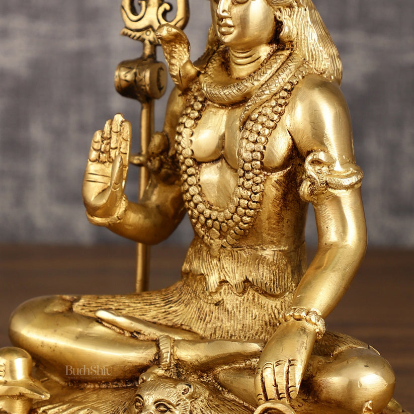 Buy Pure Brass Highly Detailed Lord Shiva Statue | 9 Inch - Budhshiv.com