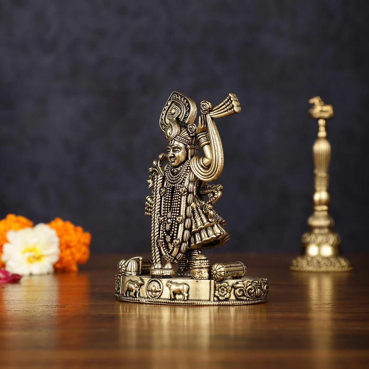 Pure Brass Intricately Carved Shreenath Ji Idol 4" – Budhshiv.com