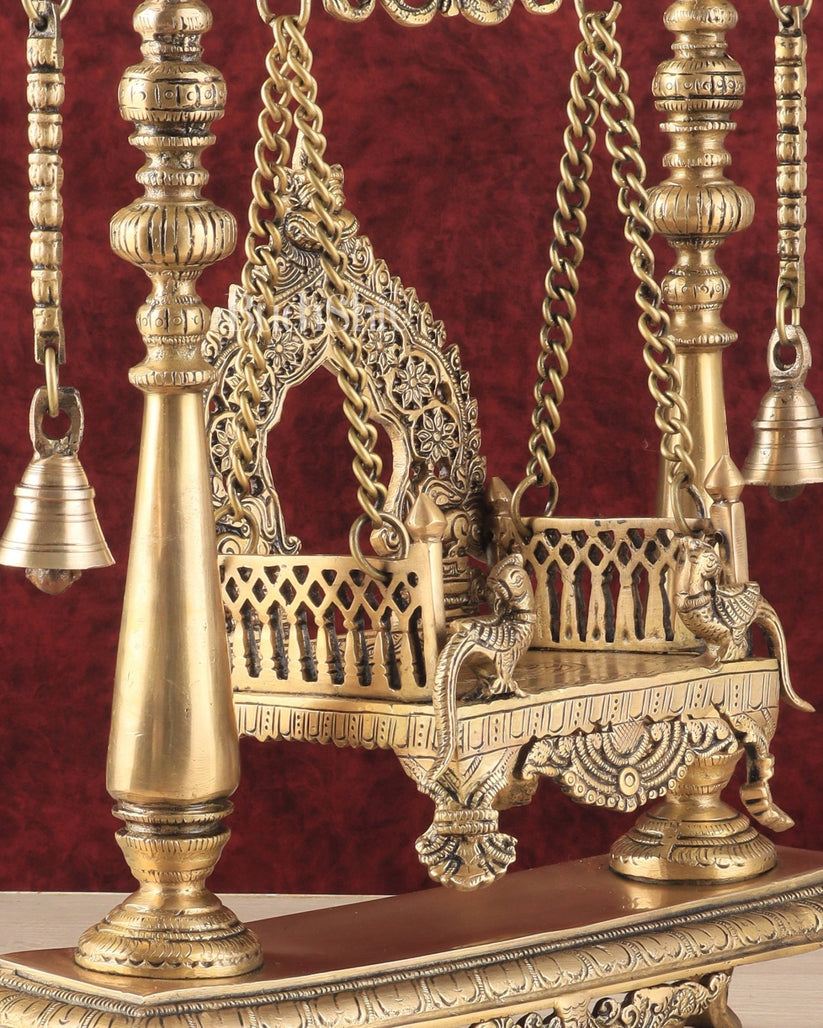 Buy Pure Brass Jhoola/Swing with Singhasan for God Idols - Budhshiv.com