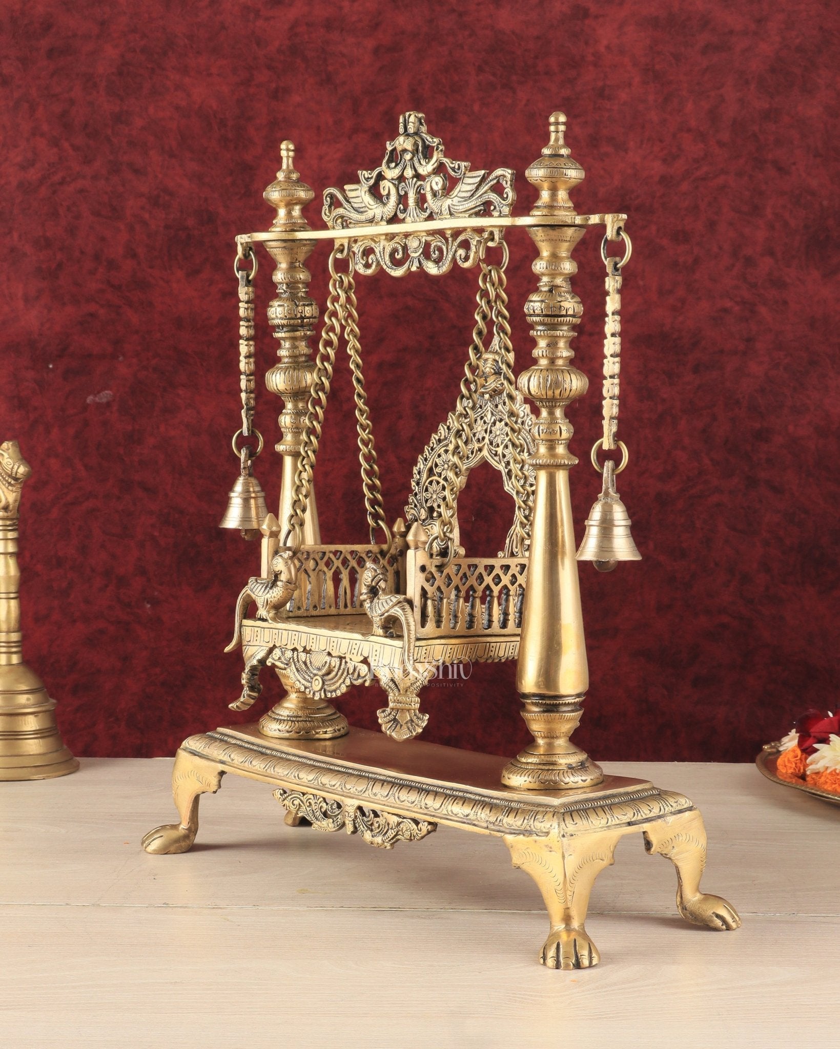 Buy Pure Brass Jhoola/Swing with Singhasan for God Idols - Budhshiv.com