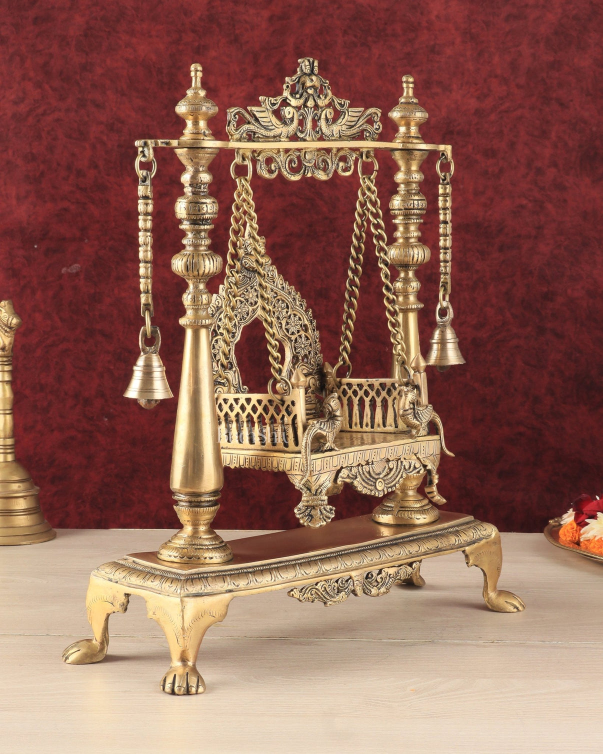 Buy Pure Brass Jhoola/Swing with Singhasan for God Idols - Budhshiv.com