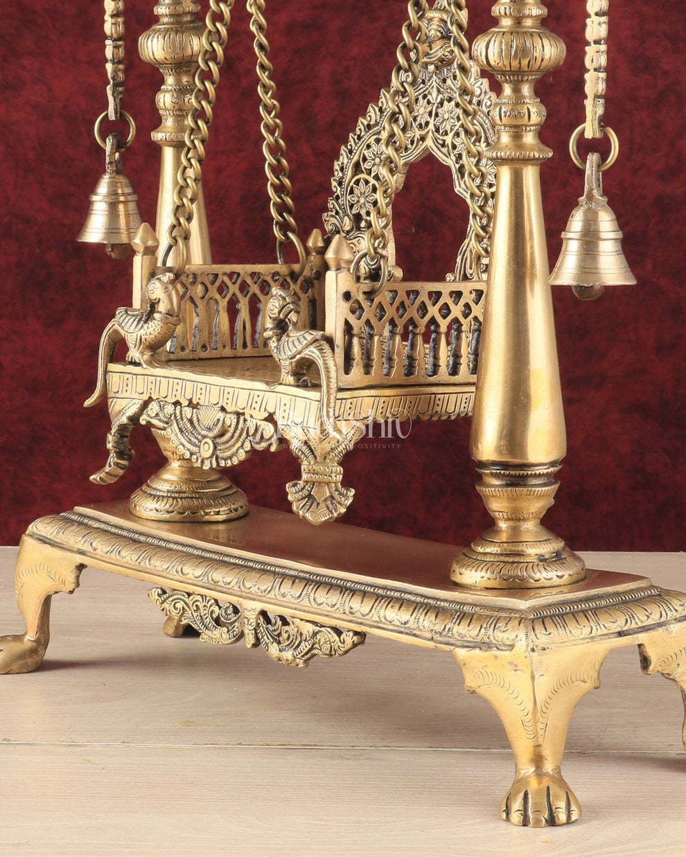 Pure Brass Jhoola/Swing with Singhasan for God Idols – Budhshiv.com