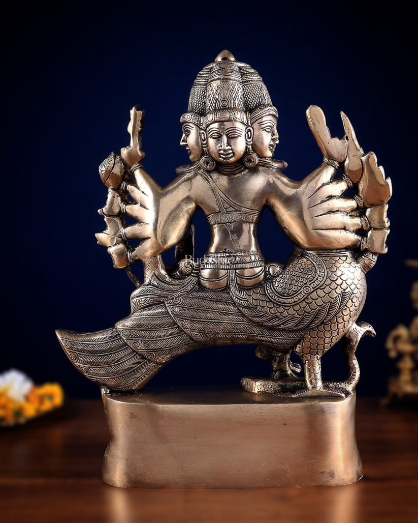 Buy Pure Brass Large Aarumugam Murugan Sitting on a Peacock – Kartikeya ...