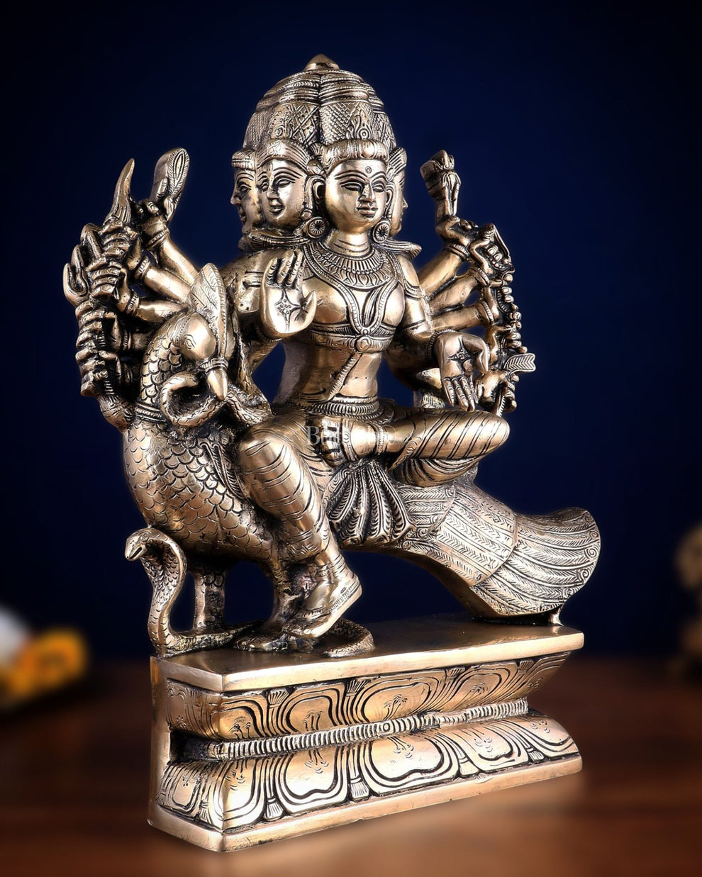 Buy Pure Brass Large Aarumugam Murugan Sitting on a Peacock – Kartikeya ...