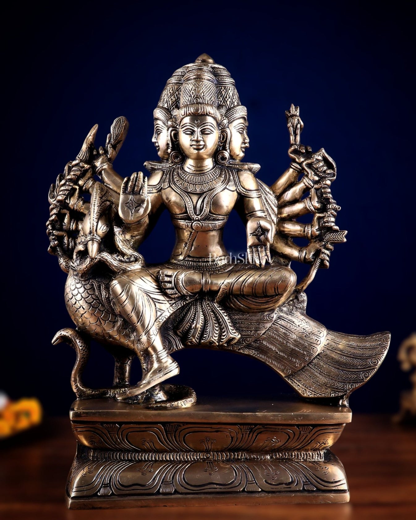 Buy Pure Brass Large Aarumugam Murugan Sitting on a Peacock – Kartikeya ...