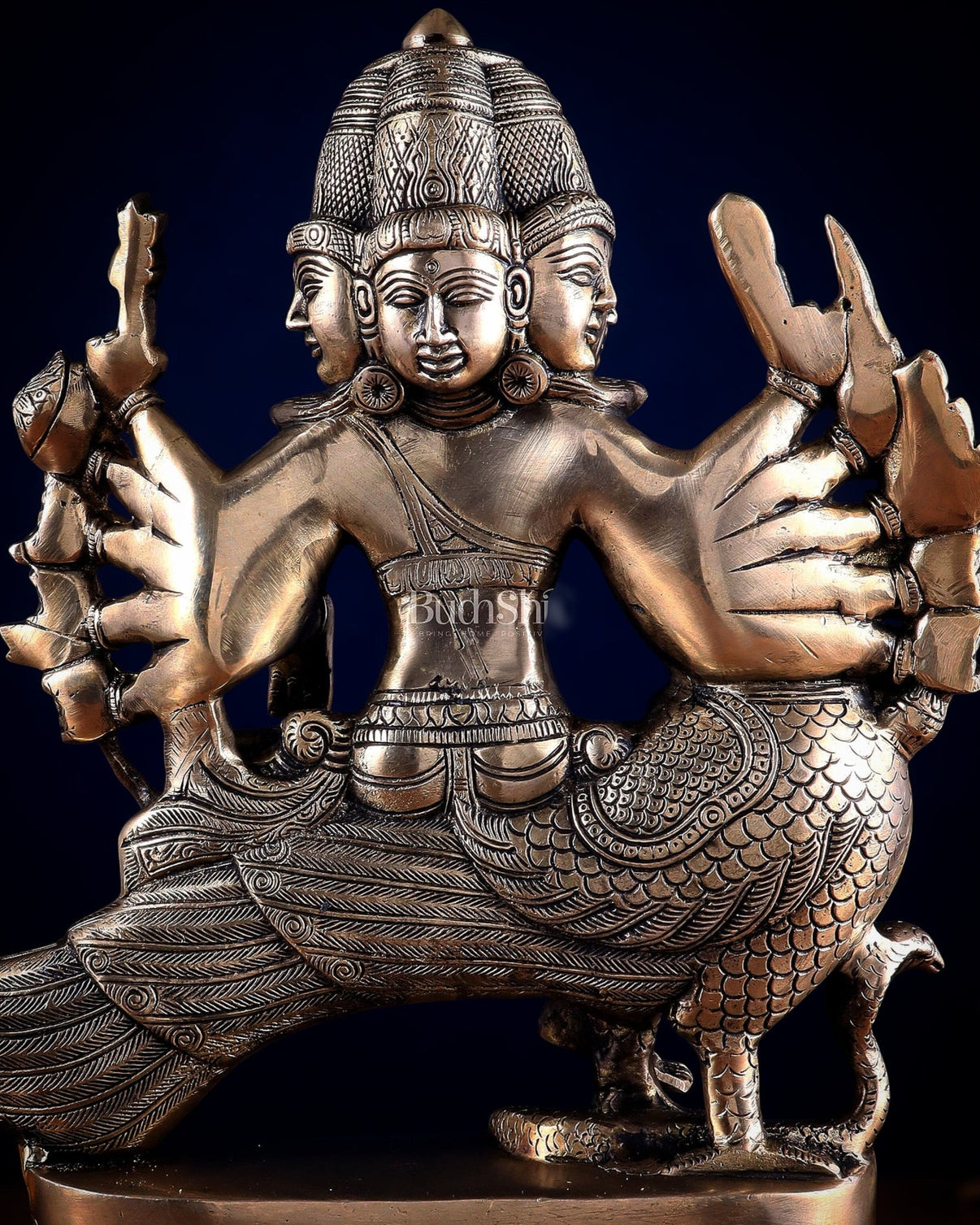 Buy Pure Brass Large Aarumugam Murugan Sitting on a Peacock – Kartikeya ...