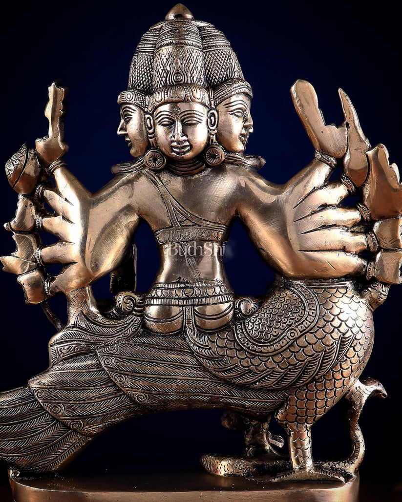 Buy Pure Brass Large Aarumugam Murugan Sitting on a Peacock – Kartikeya ...