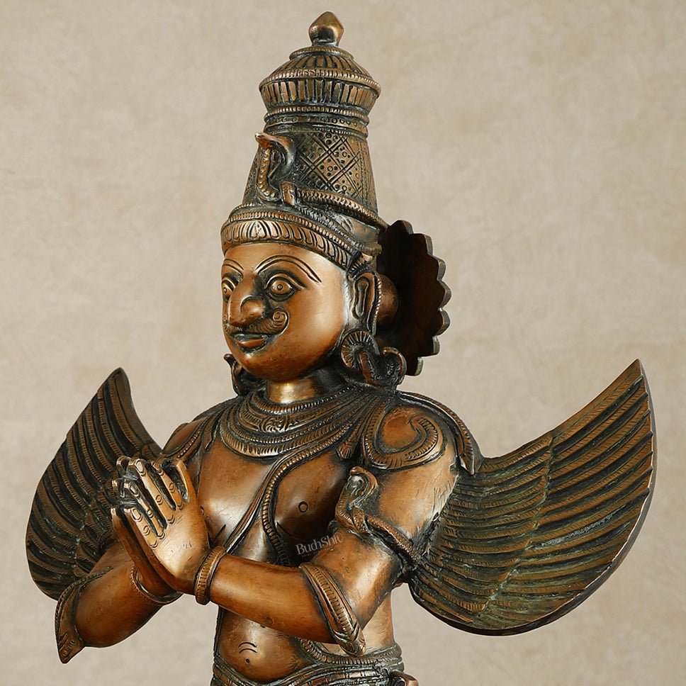 Brass Lord Hanuman & Garuda Statue Pair, 22" Bronze-tone – Budhshiv.com