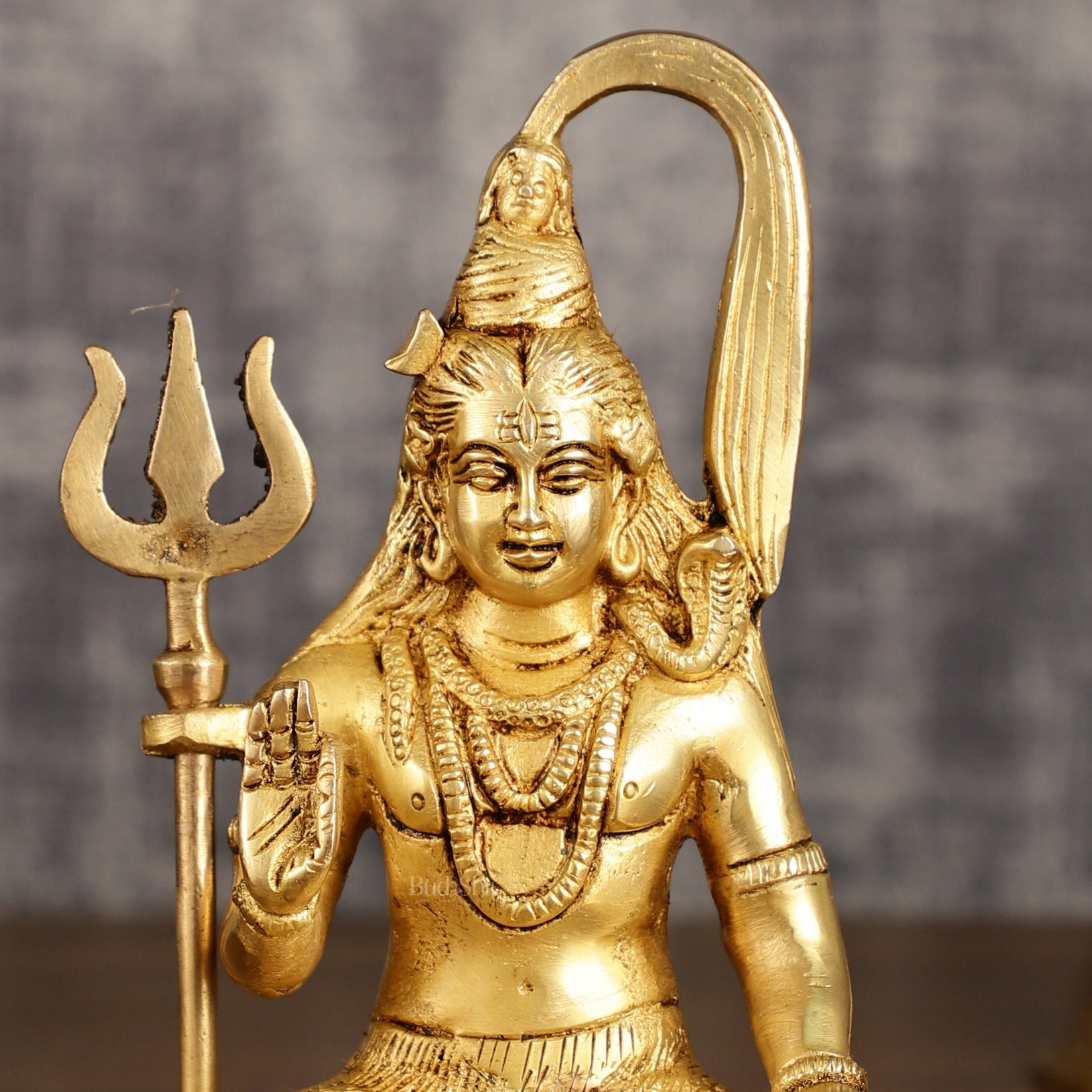Buy Pure Brass Lord Shiva Detailed Statue with Kamandala | 7 Inch ...