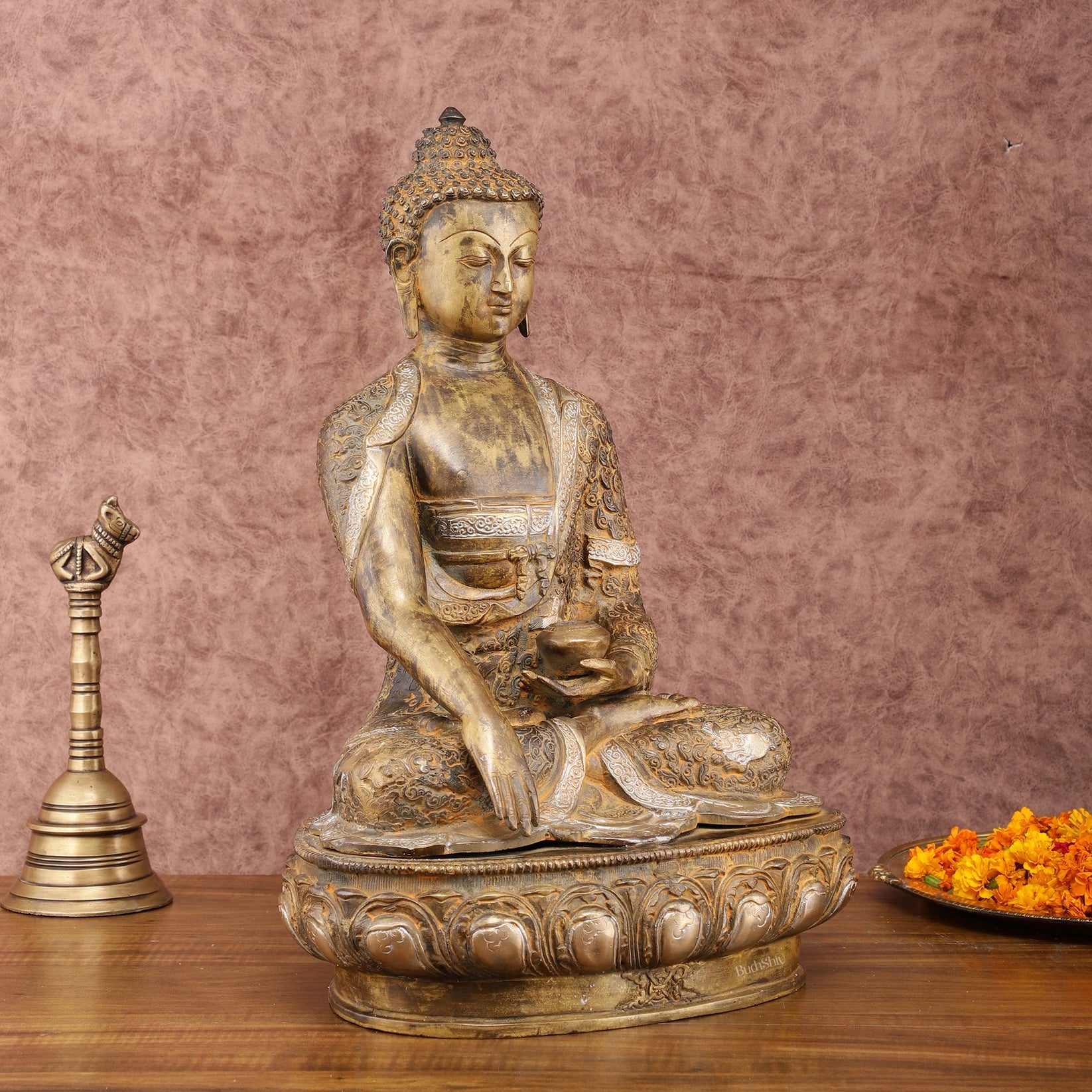 Buy Pure Brass Nirvana Buddha Statue 17" Vintage - Budhshiv.com