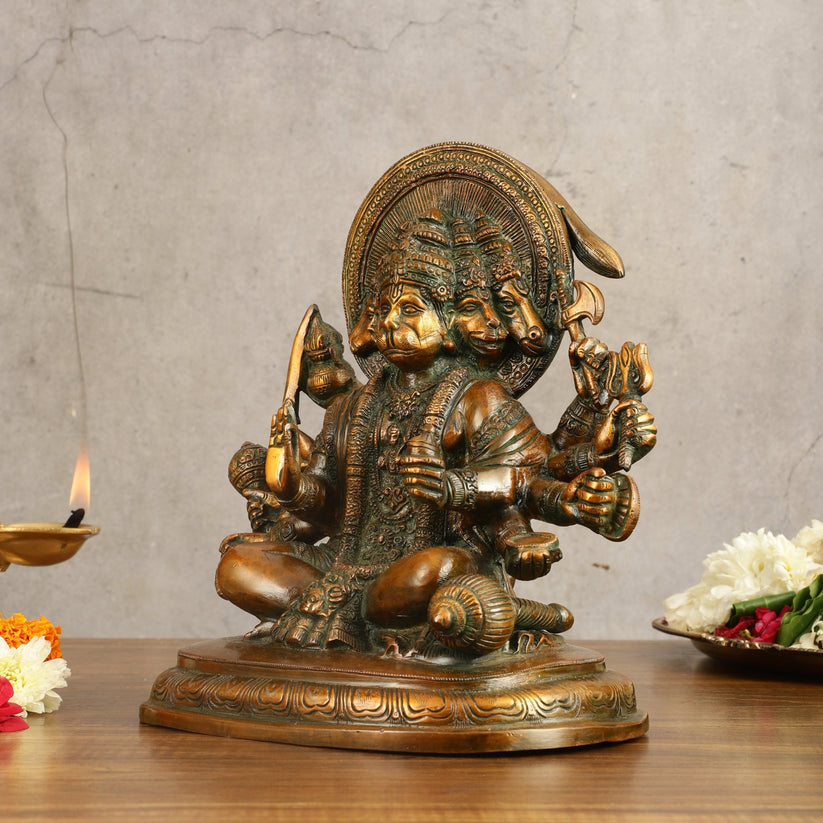 Pure Brass Panchmukhi Hanuman Statue with Crossed Legs 9.5 inch ...