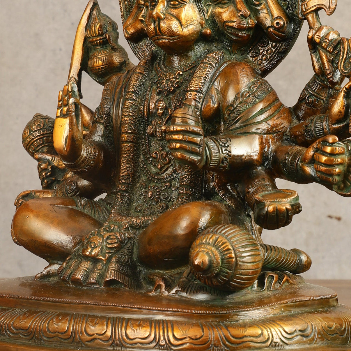 Pure Brass Panchmukhi Hanuman Statue with Crossed Legs 9.5 inch ...