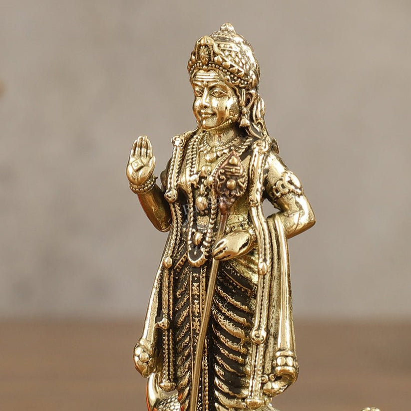 Buy Pure Brass Small Murugan Idol - 3.5 in Height - Budhshiv.com