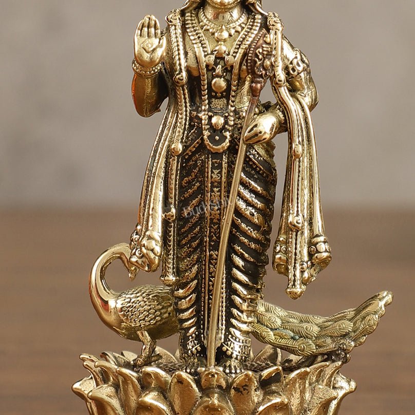 Buy Pure Brass Small Murugan Idol - 3.5 in Height - Budhshiv.com