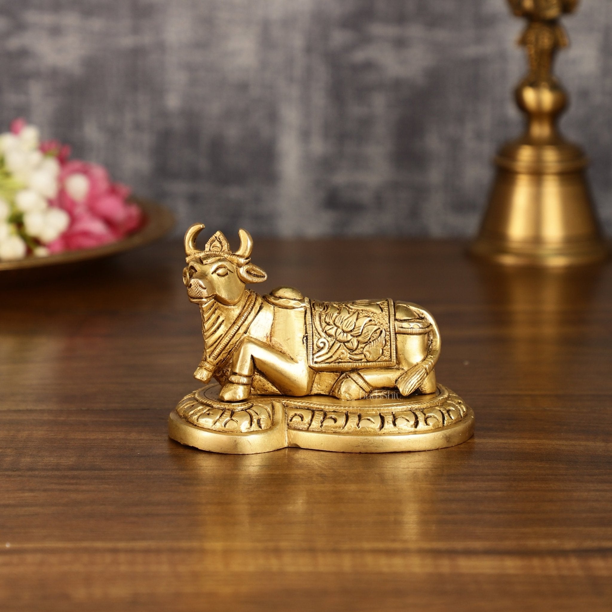 Buy Pure Brass Small Nandi Idol | 3 Inch Height - Budhshiv.com