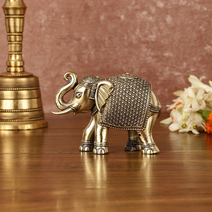 Pure Brass Superfine Intricate Elephant Showpiece - 4" – Budhshiv.com